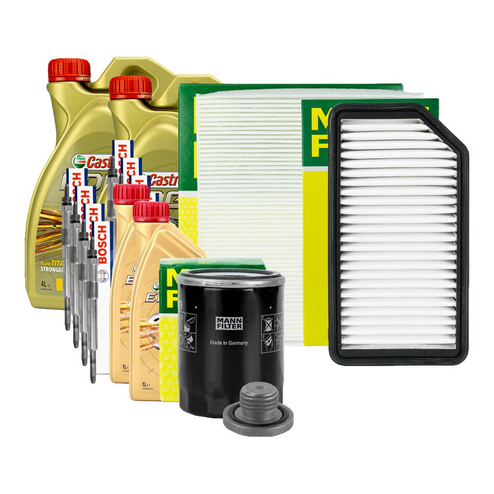 CASTROL ÖLWECHSEL 5W-30 Öl 10L Mann Filtersatz Bosch Glühkerzen Für Audi Q7 4.2 EUR 316,03 ...