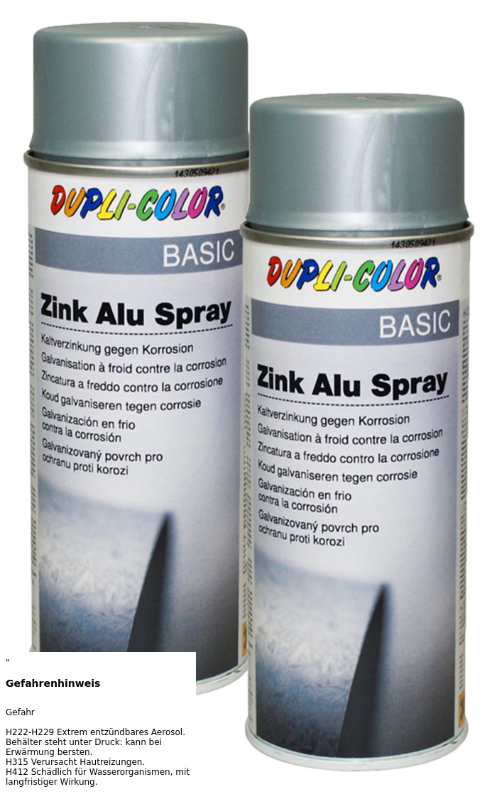 2x DUPLI-COLOR ZINK ALU SPRAY GRUNDIERUNG KORROSIONSSCHUTZ METALL EISEN ...